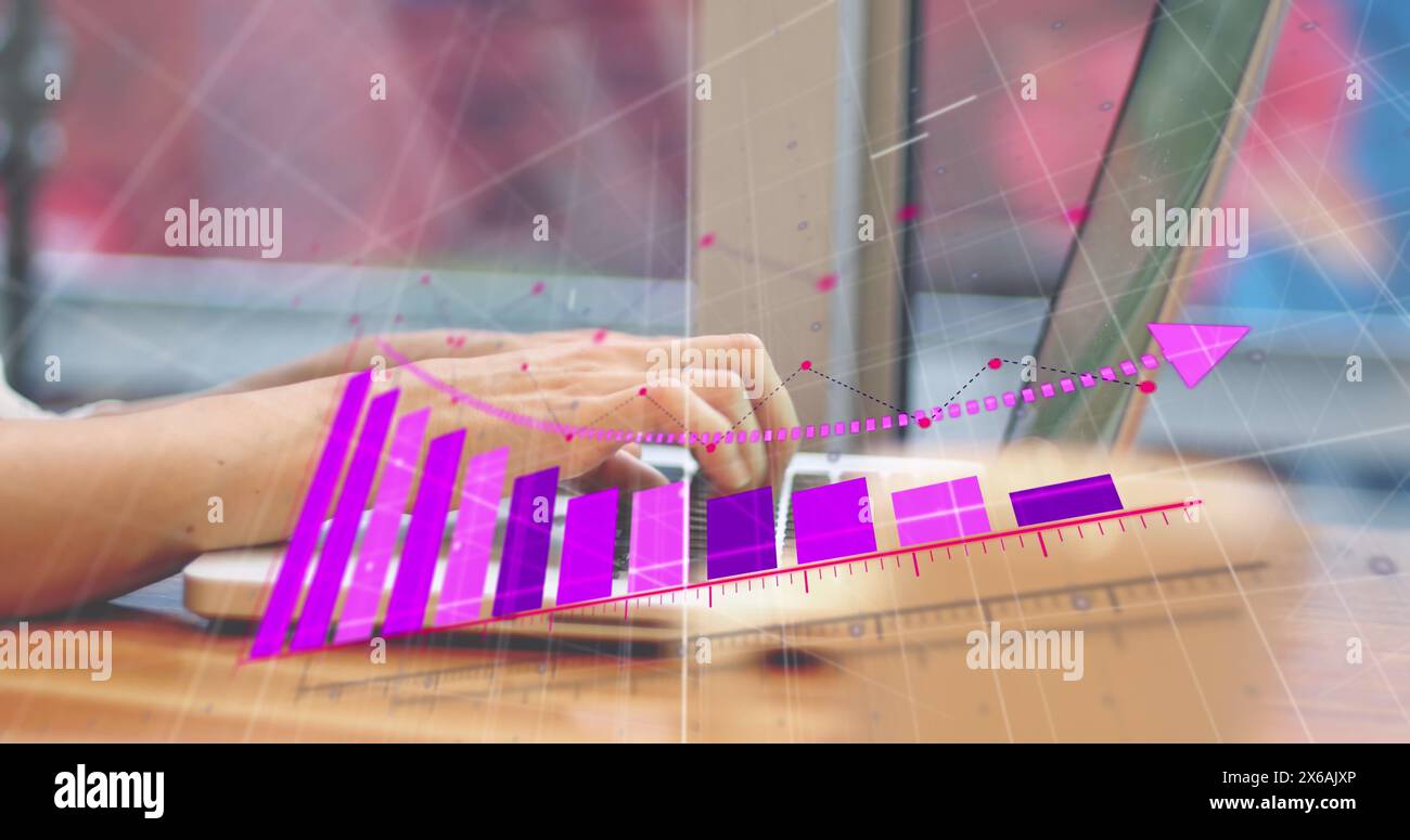 Person Analyzing Financial Data Colorful Graphs Overlaying Screen