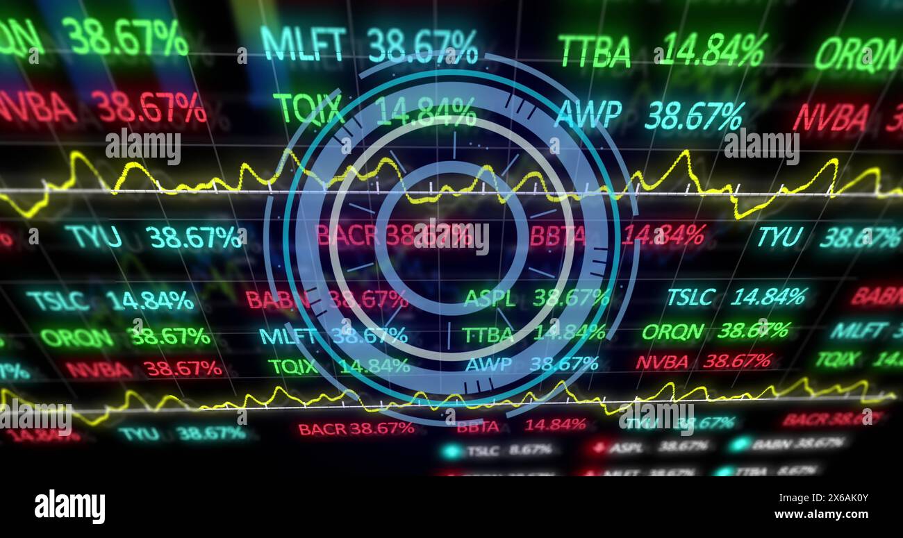 Image of scope scanning and financial data processing Stock Photo - Alamy