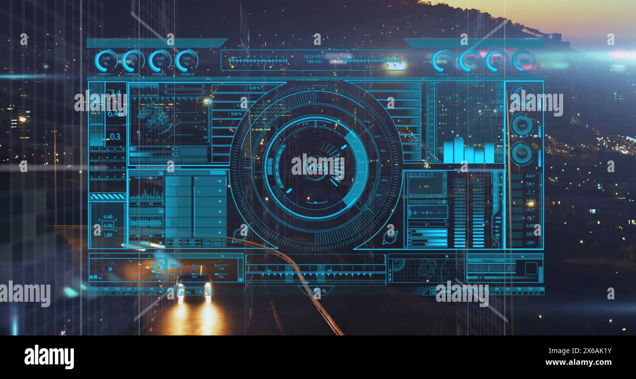 Animation digital screen data over hi-res stock photography and images ...
