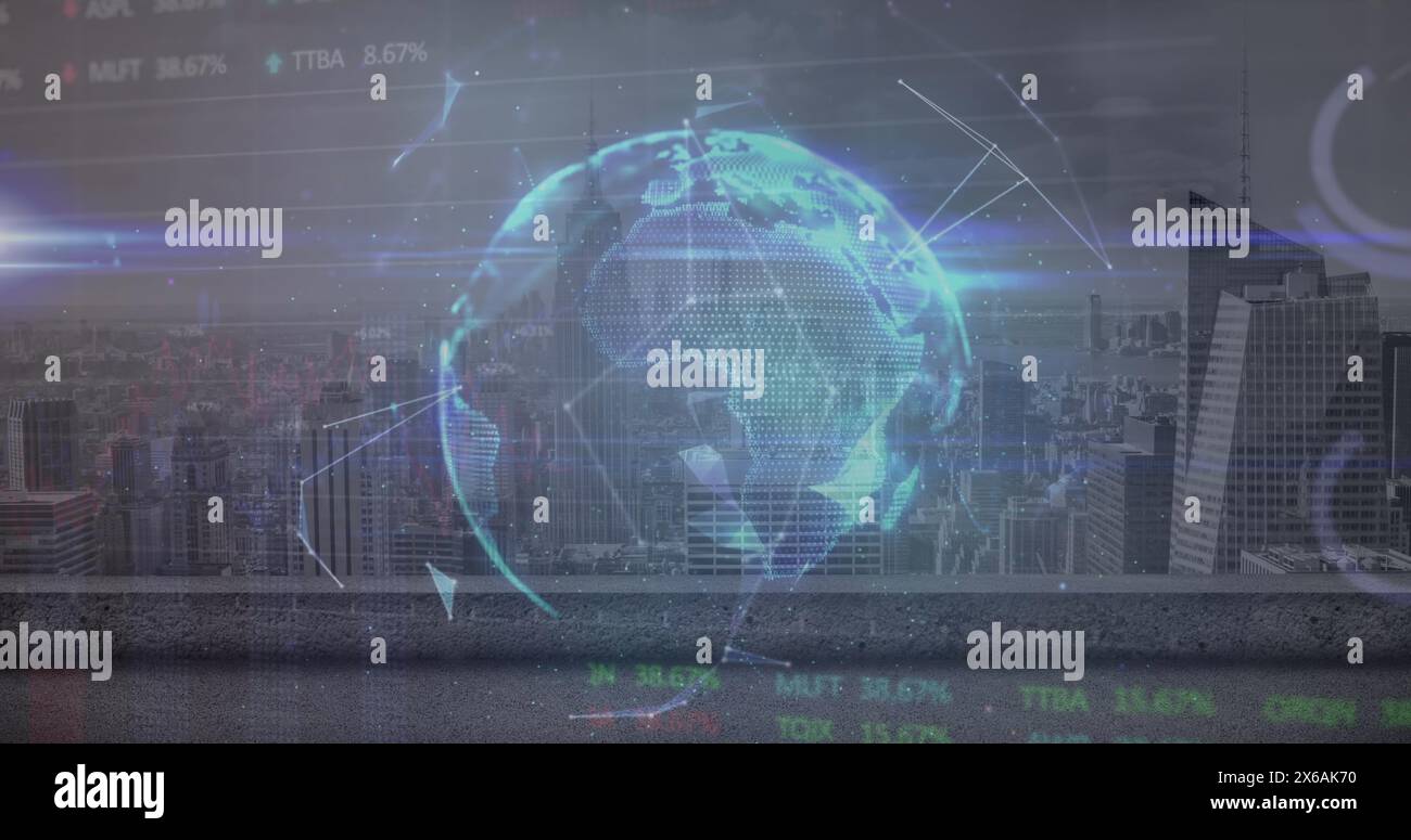 Data processing against globe plexus hi-res stock photography and images - Alamy