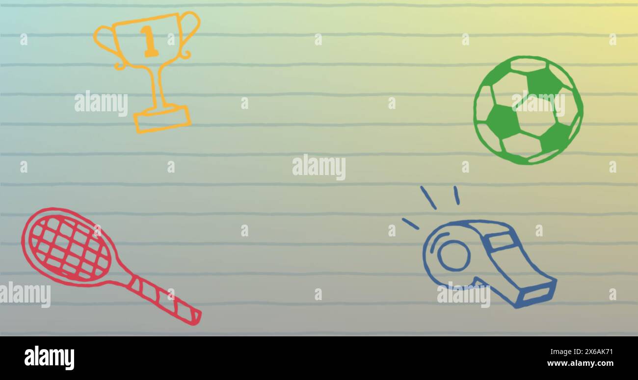 Image of multiple school concept icons against copy space on white ...