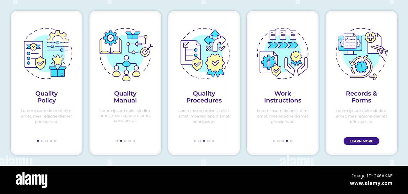 Qms Document Structure Onboarding Mobile App Screen Stock Vector Image And Art Alamy