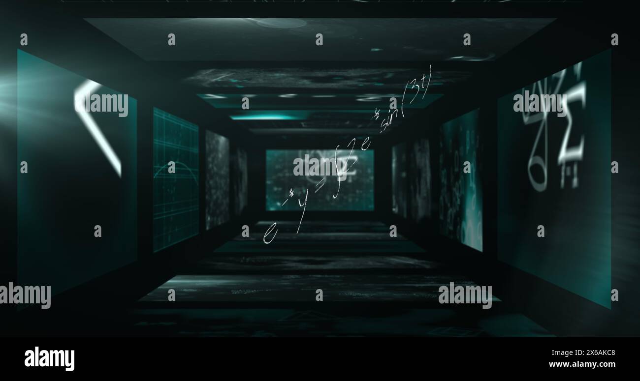 Image of mathematical equations over black background Stock Photo - Alamy