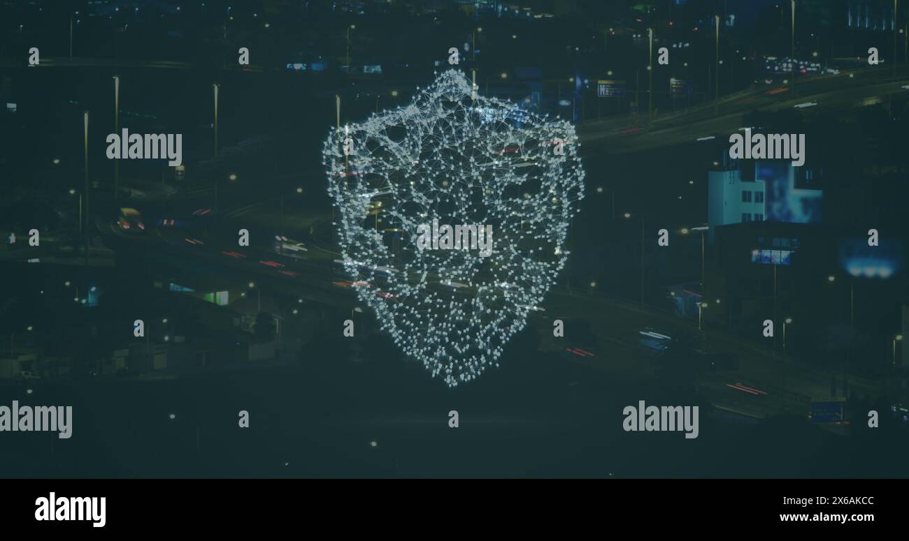 Image of digital shield over cityscape Stock Photo - Alamy
