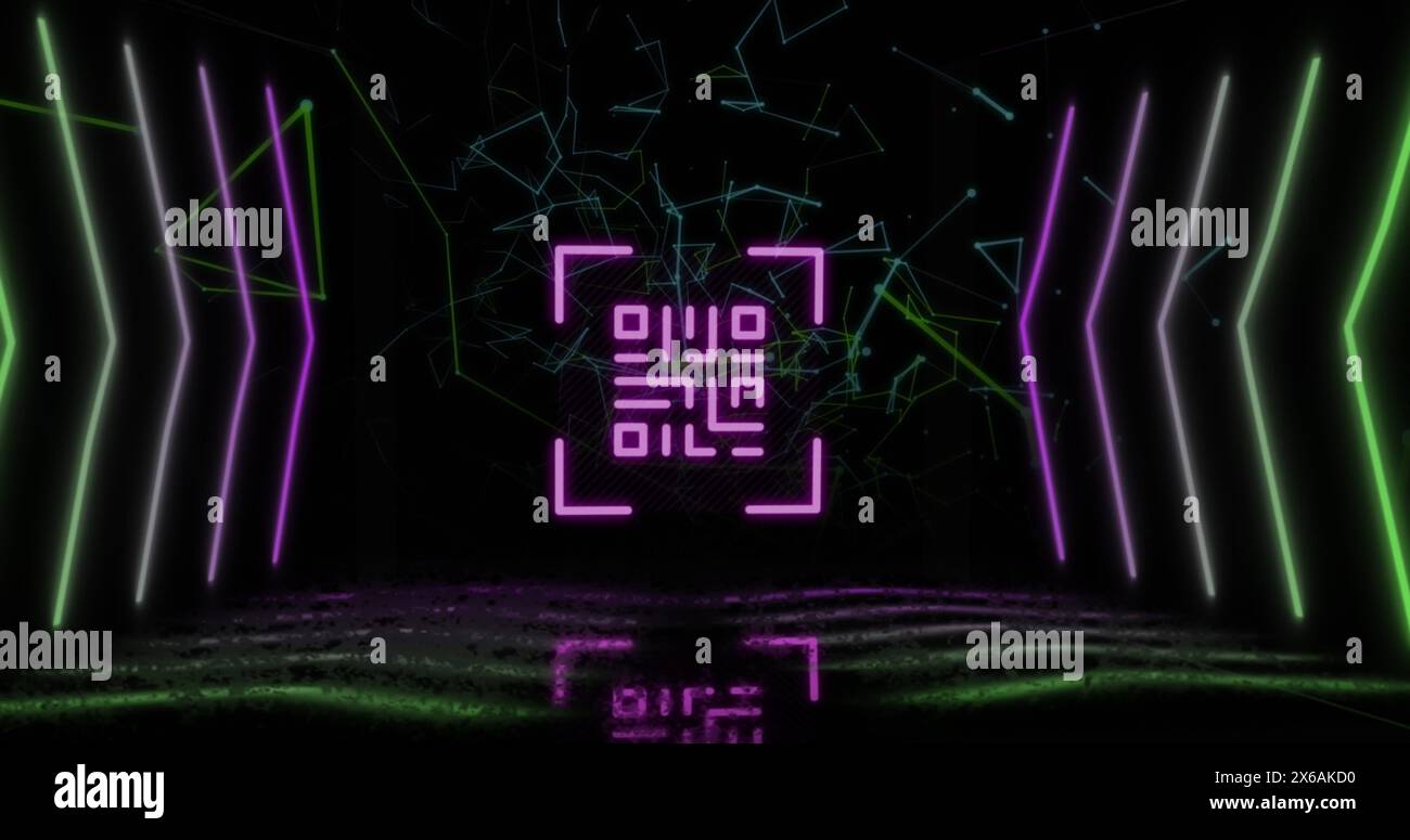 Animation qr code over connections hi-res stock photography and images ...