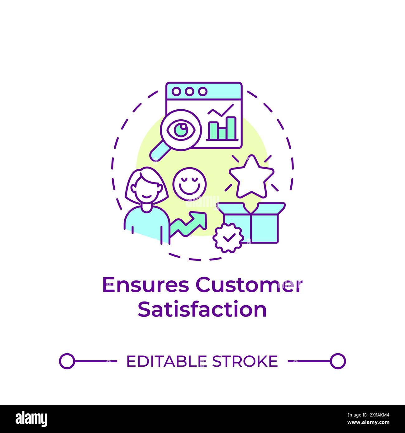 Ensures customer satisfaction multi color concept icon Stock Vector Image & Art - Alamy