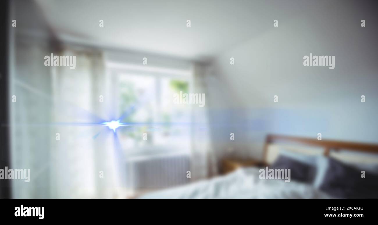 Image of light spots over empty house interior Stock Photo - Alamy