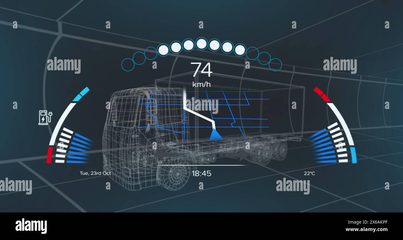 Image of car drawing over car drawing spinning on black background ...