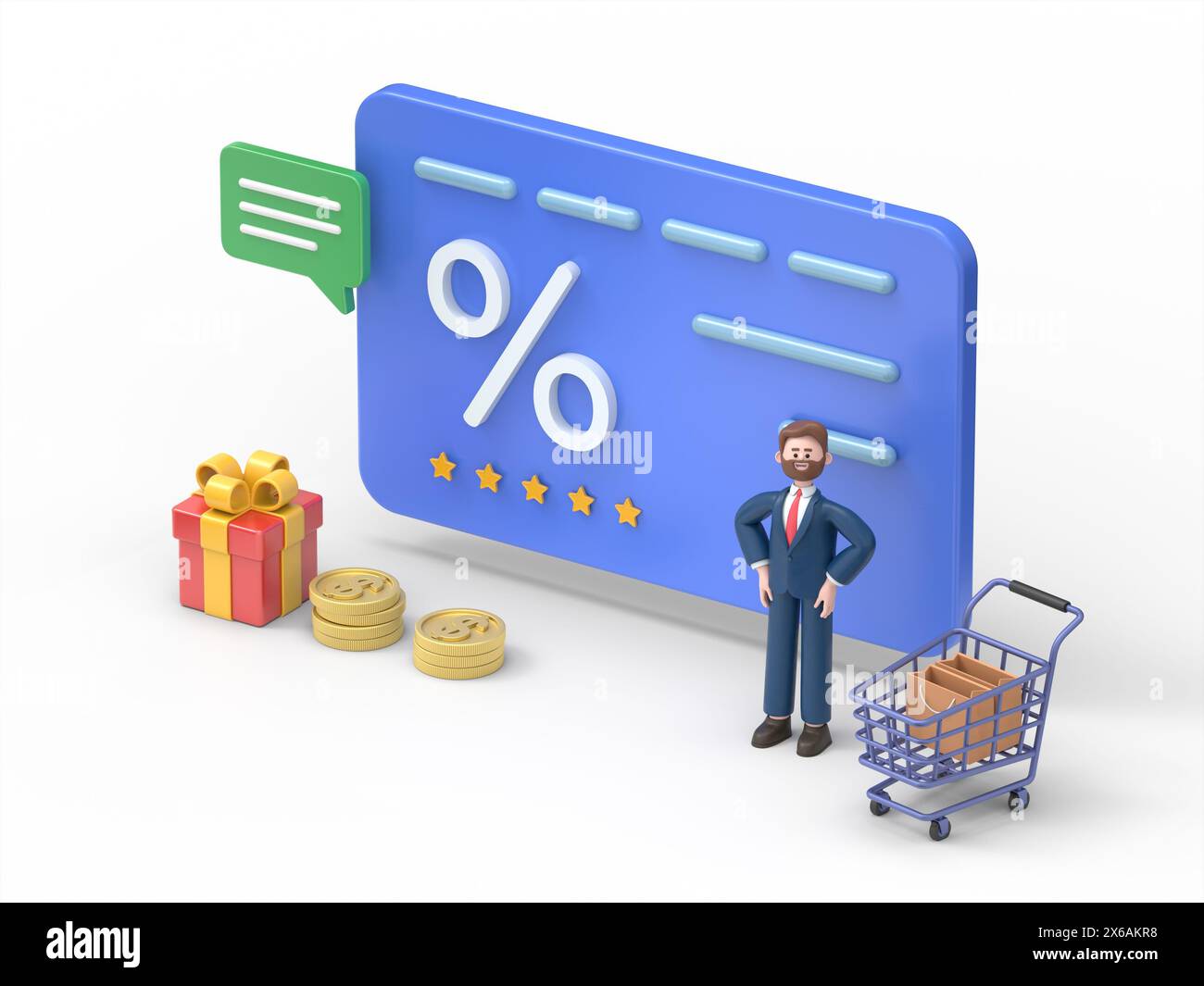3D illustration of bearded american businessman Bob Standing near ...