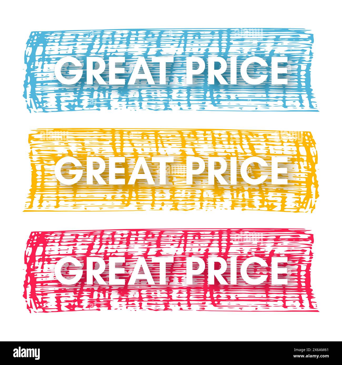 Great price banner. Set of three sale banners on the colorful painted ...