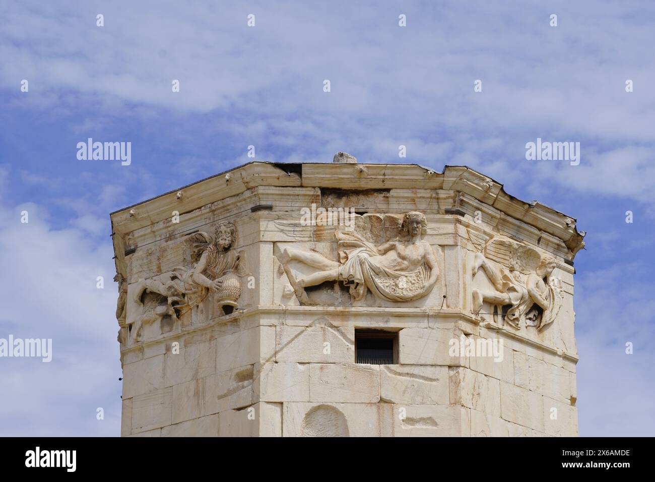 Sculptures of the wind deities on the Tower of the Winds, or Horologion ...