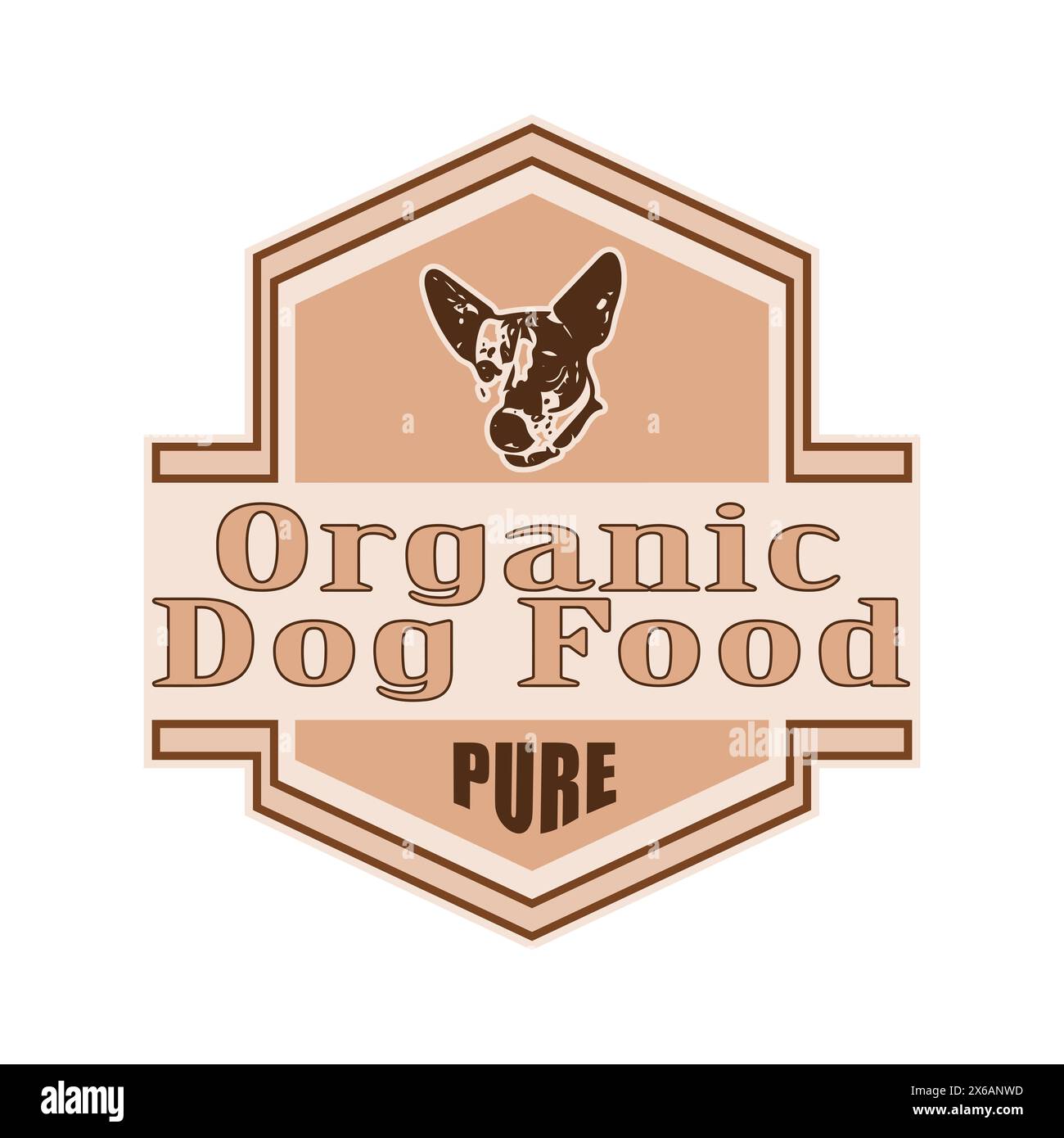 Dog food label on a white background, illustration Stock Photo - Alamy