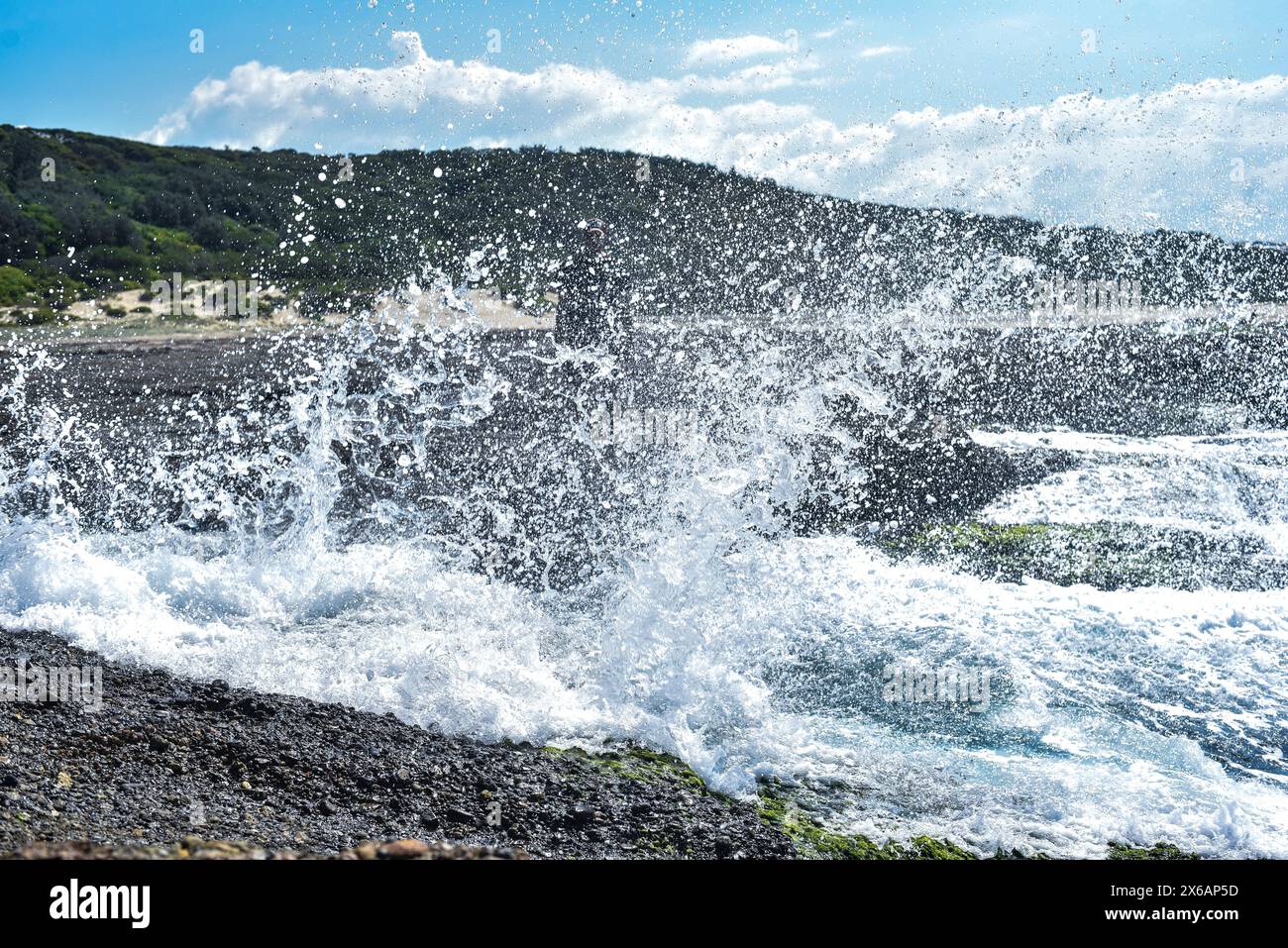 rock pools with waves at the beach Stock Photo - Alamy