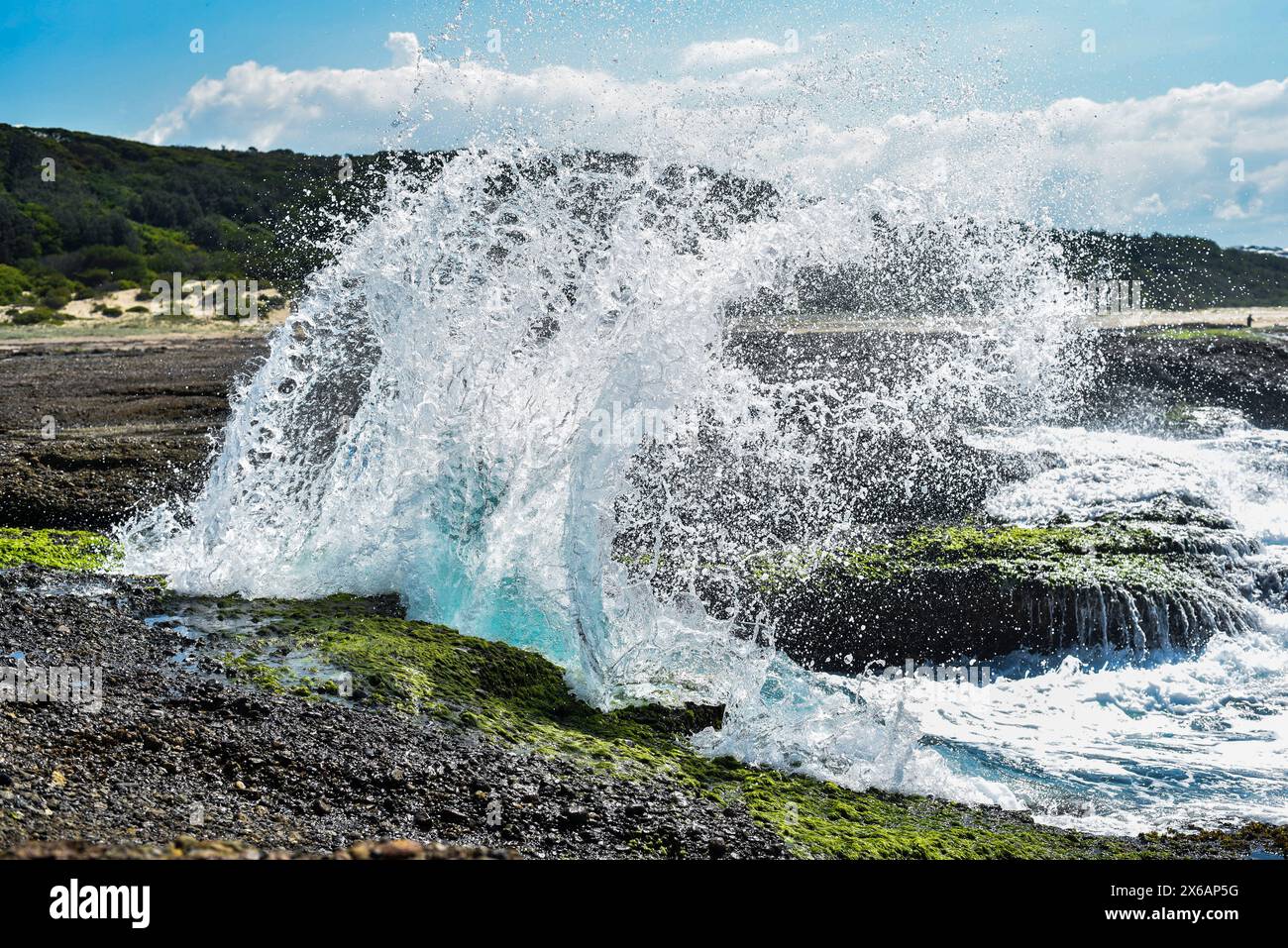 rock pools with waves at the beach Stock Photo - Alamy