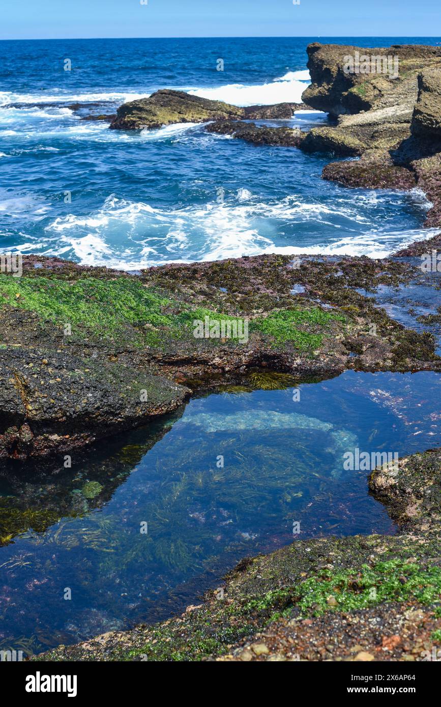 rock pools with waves at the beach Stock Photo - Alamy