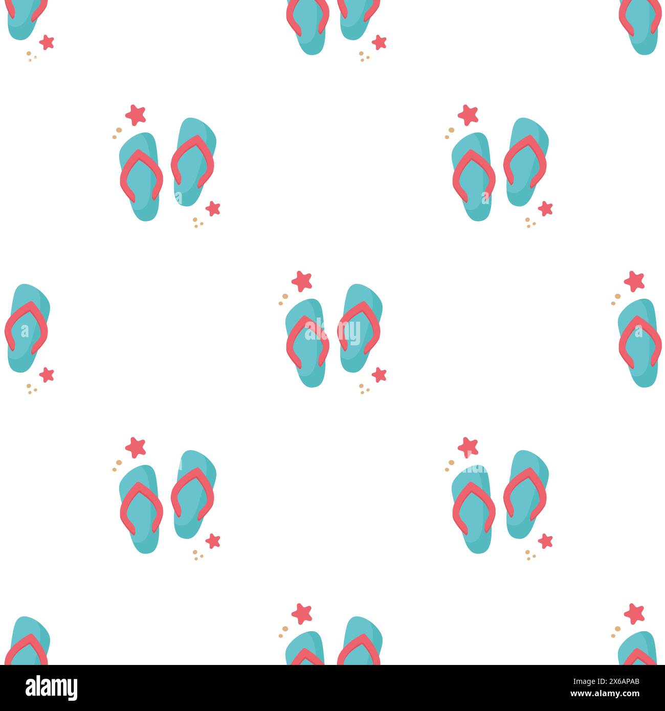 Flip flops icon with starfishes seamless pattern. Cute texture for ...