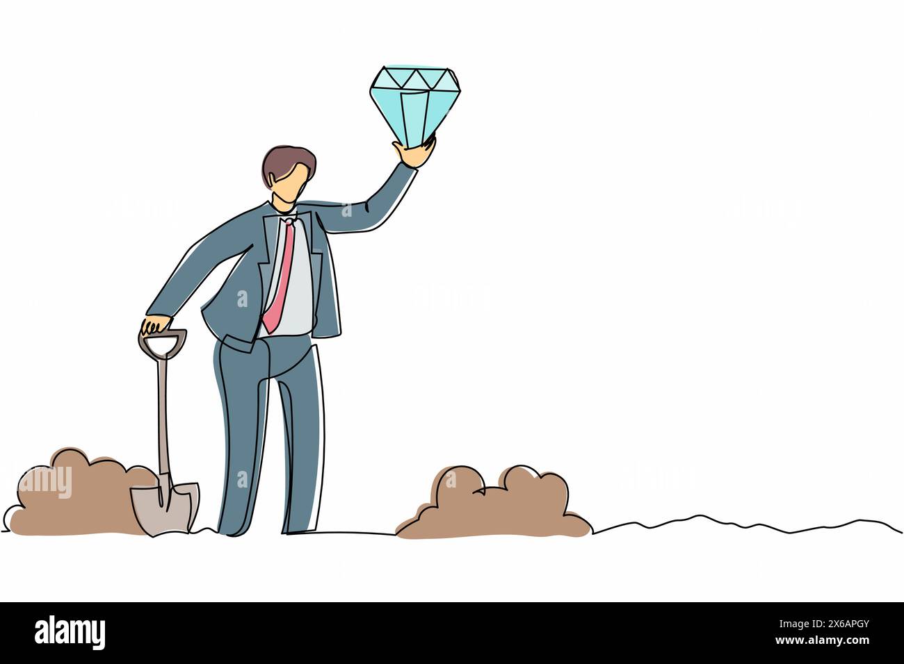 Single continuous line drawing wealthy businessman hold and find ...