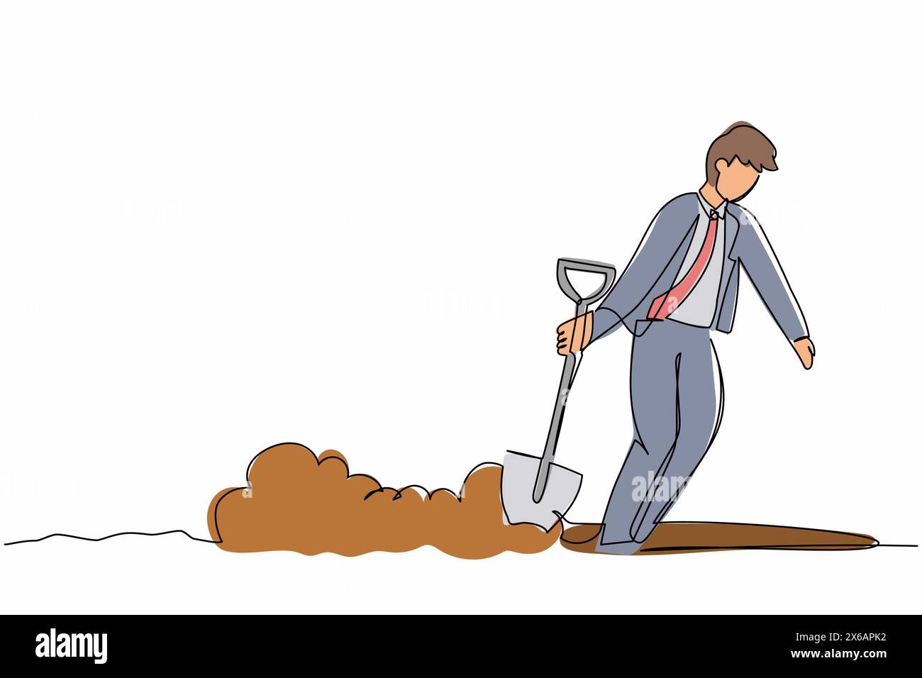 Single one line drawing unhappy businessman walking unsteadily leaving ...