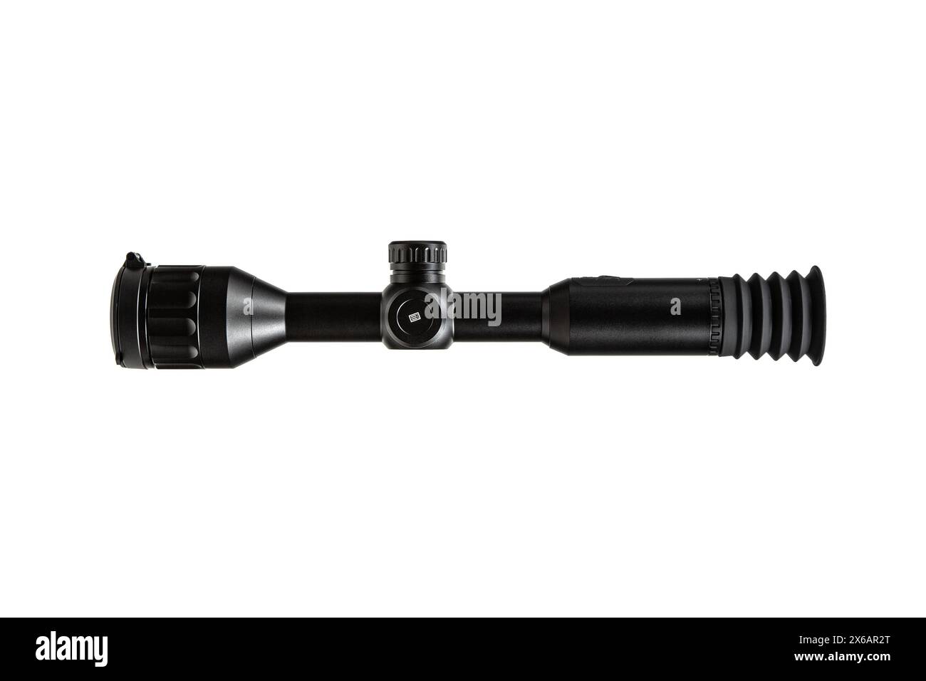 Modern sniper scope on a white background. Optical device for aiming ...