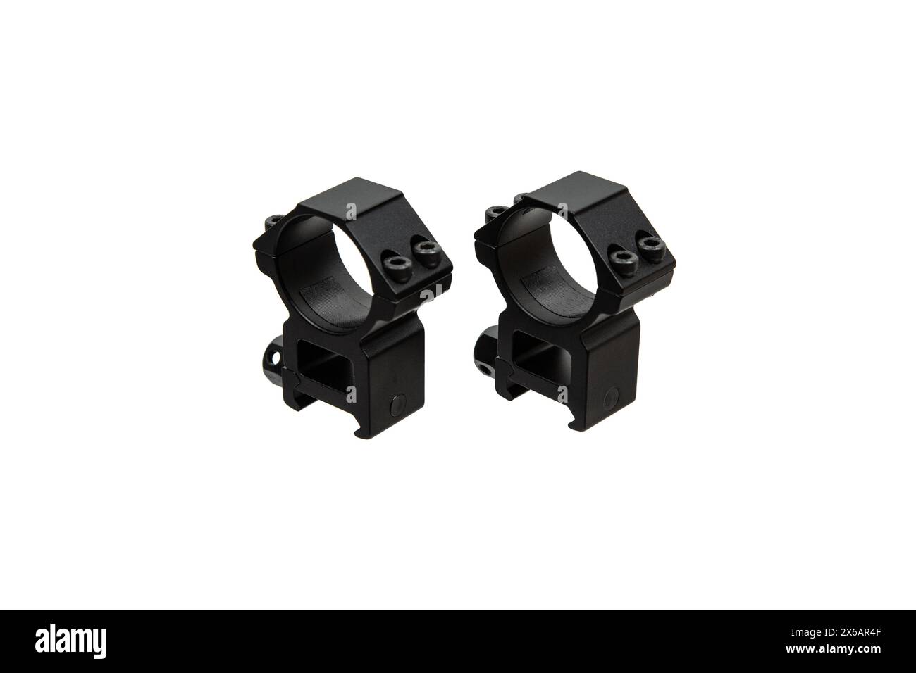 Quick disconnect mount made for holding a scope on a rifle isolated on ...