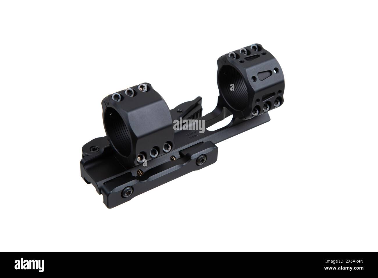 Quick disconnect mount made for holding a scope on a rifle isolated on ...