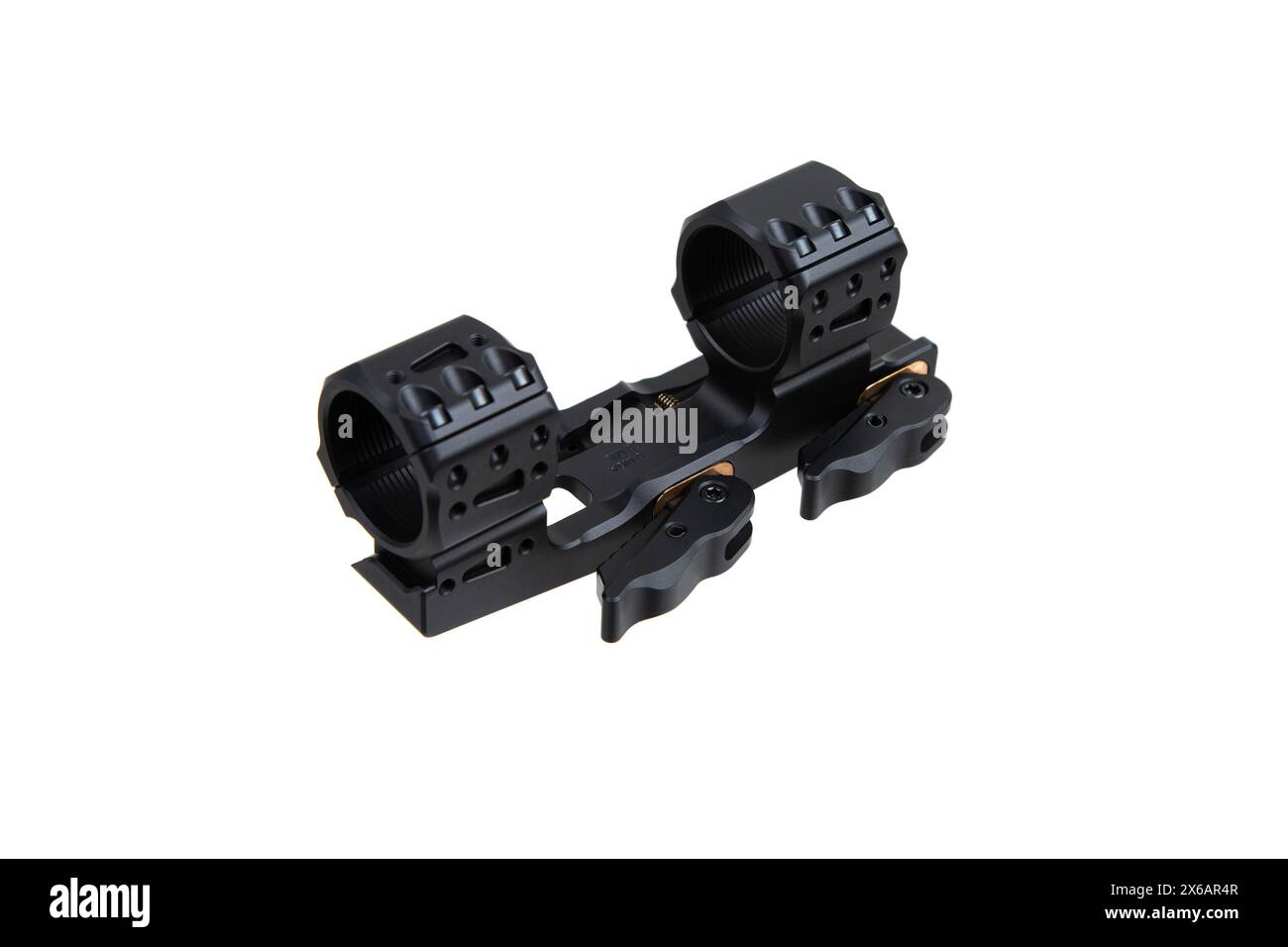 Quick disconnect mount made for holding a scope on a rifle isolated on ...