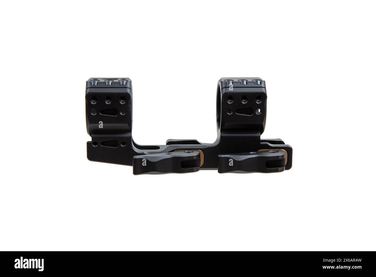 Quick disconnect mount made for holding a scope on a rifle isolated on ...