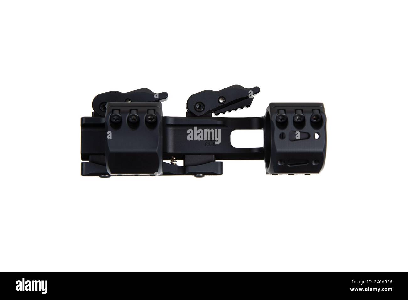 Quick disconnect mount made for holding a scope on a rifle isolated on ...