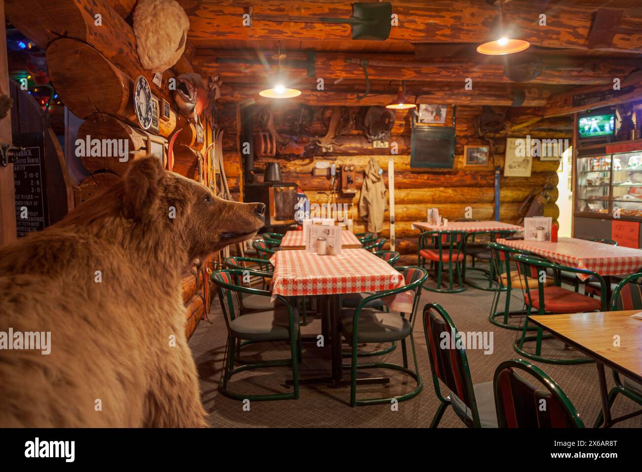 Interior photo of a cozy restaurant, Alaska, USA Stock Photo - Alamy
