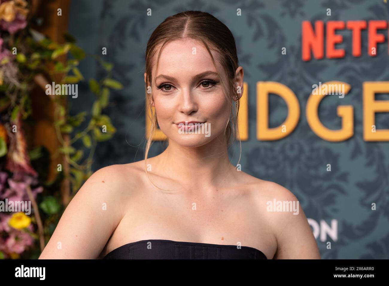 Hannah Dodd wearing dress by Ellie Misner attends Netflix Bridgerton ...