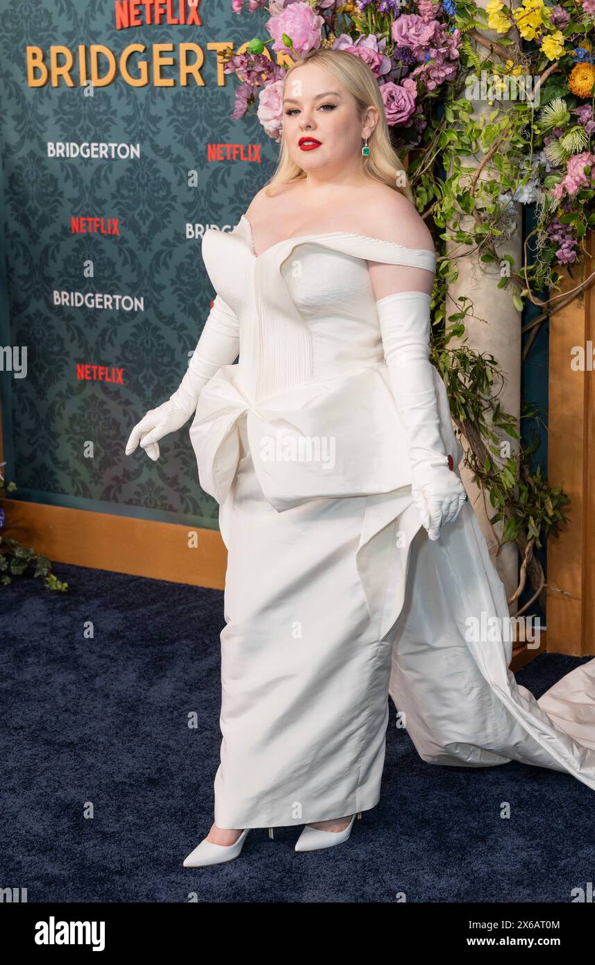 Nicola Coughlan wearing dress by Danielle Frankel attends Netflix ...