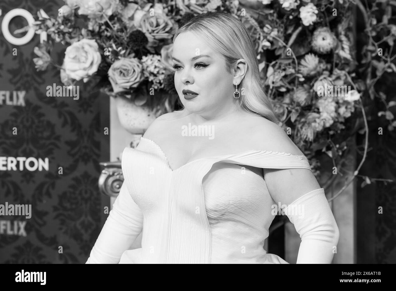 Nicola Coughlan wearing dress by Danielle Frankel attends Netflix ...