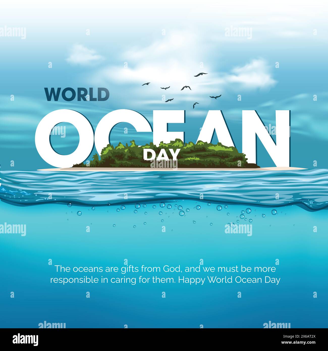 save our oceans. World oceans day design with letter. abstract vector ...