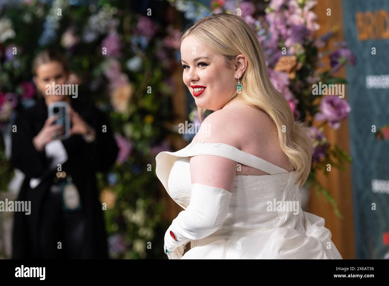 Nicola Coughlan wearing dress by Danielle Frankel attends Netflix ...