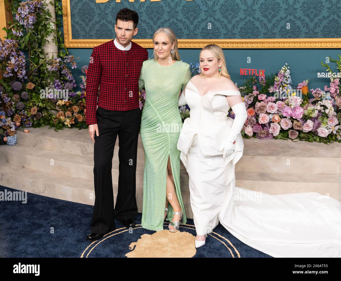 Luke Newton, Jess Brownell and Nicola Coughlan wearing dress by ...