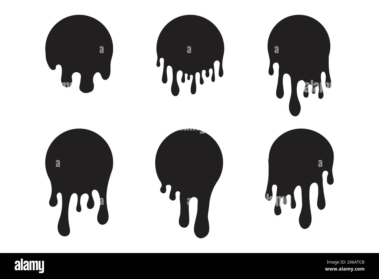 Melt drip circle silhouette paint round splash with drops, liquid shape ...