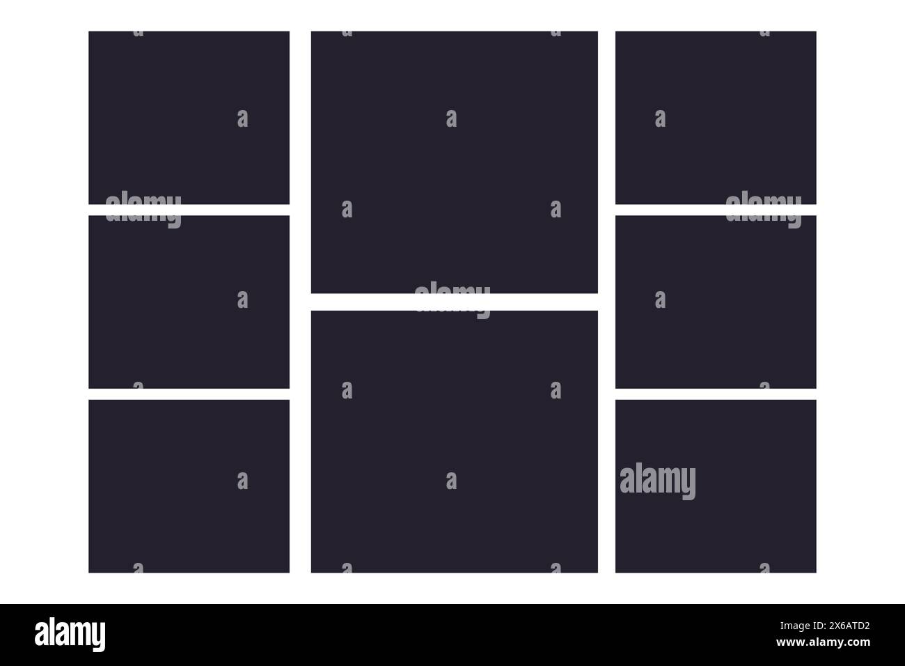 Photo grid collage frames template, moodboad layout, mosaic border ...