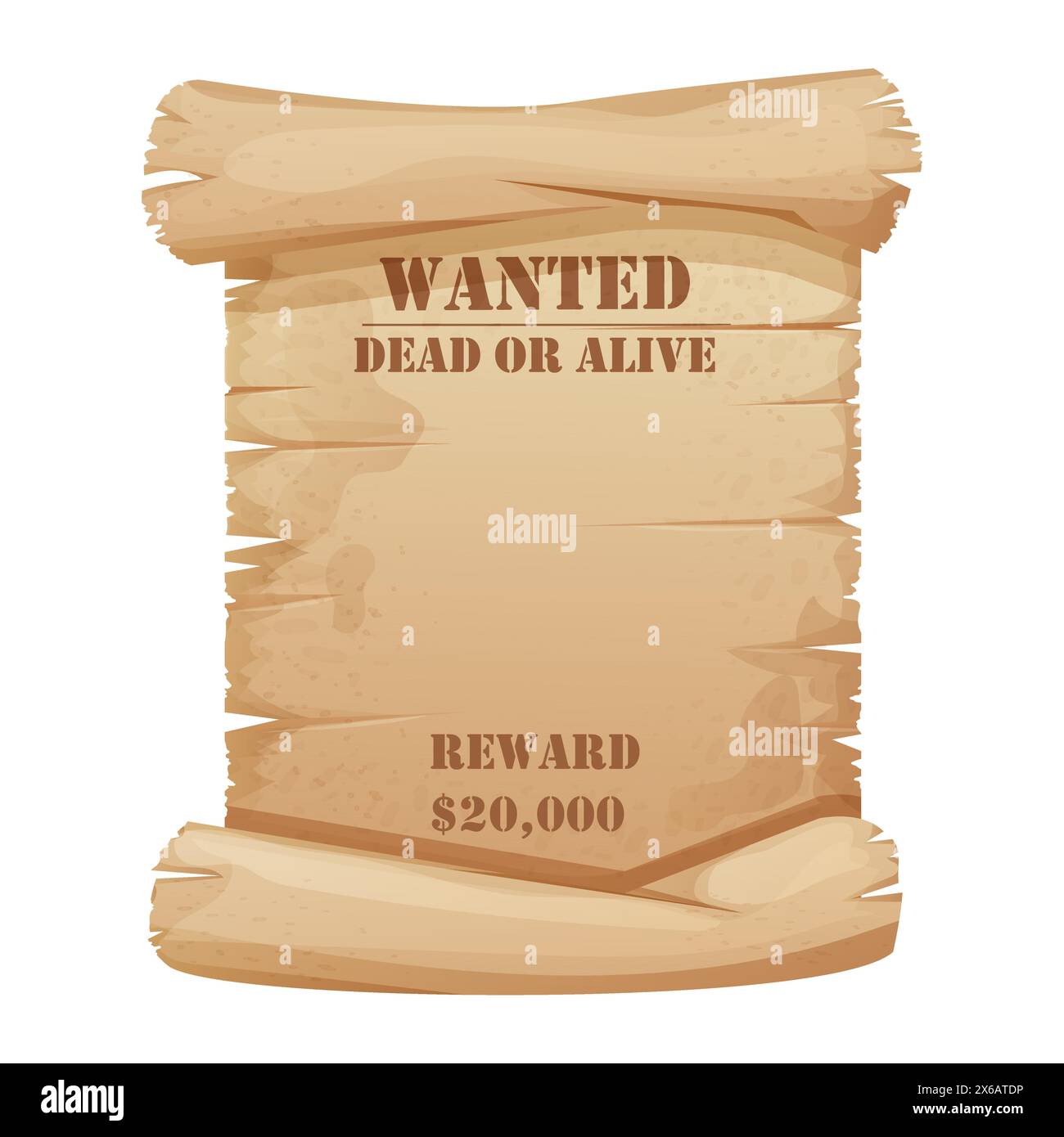 Wanted parchment paper banner, poster template wild west reward flyer ...