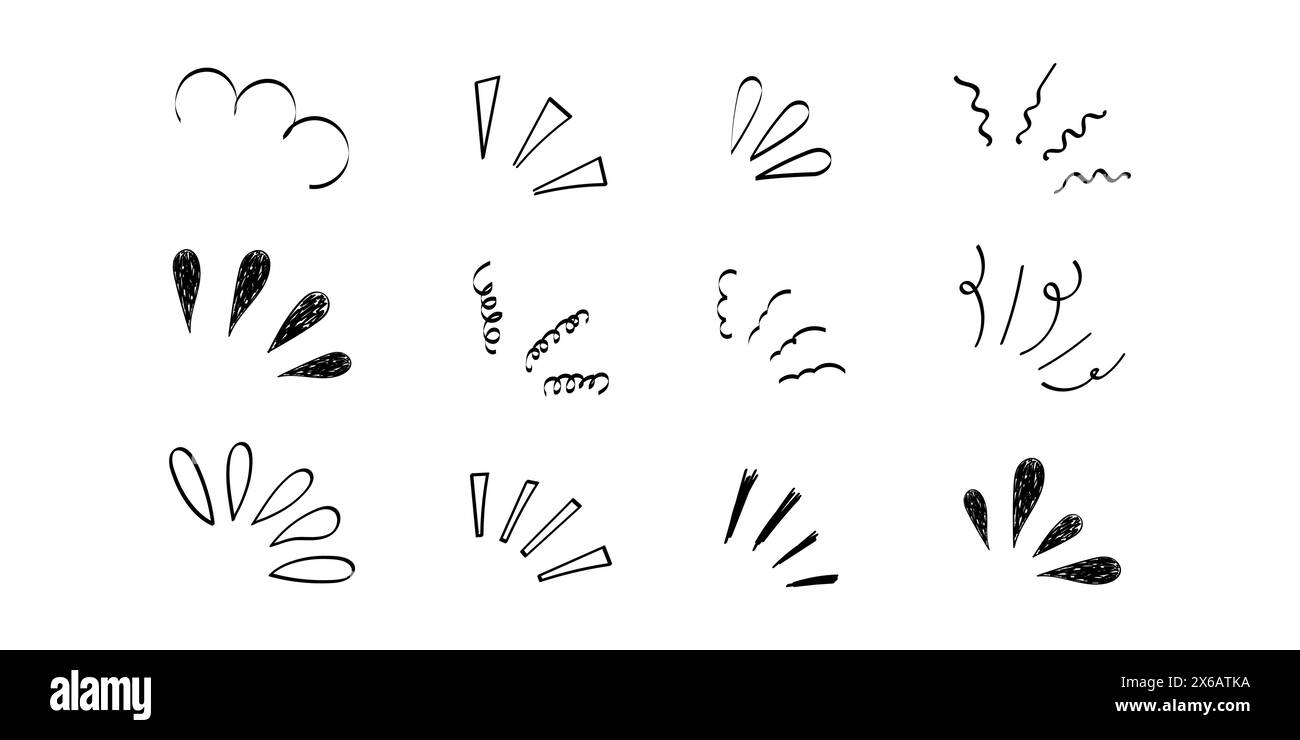 Pop line frame comic anime effect healine mark, suprise doodle emotions ...