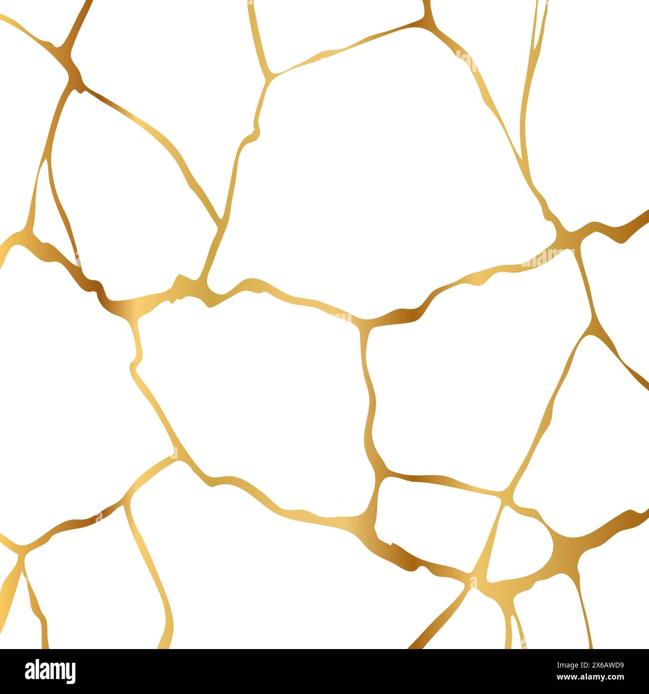 Gold kintsugi crack repair marble texture vector illustration isolated ...