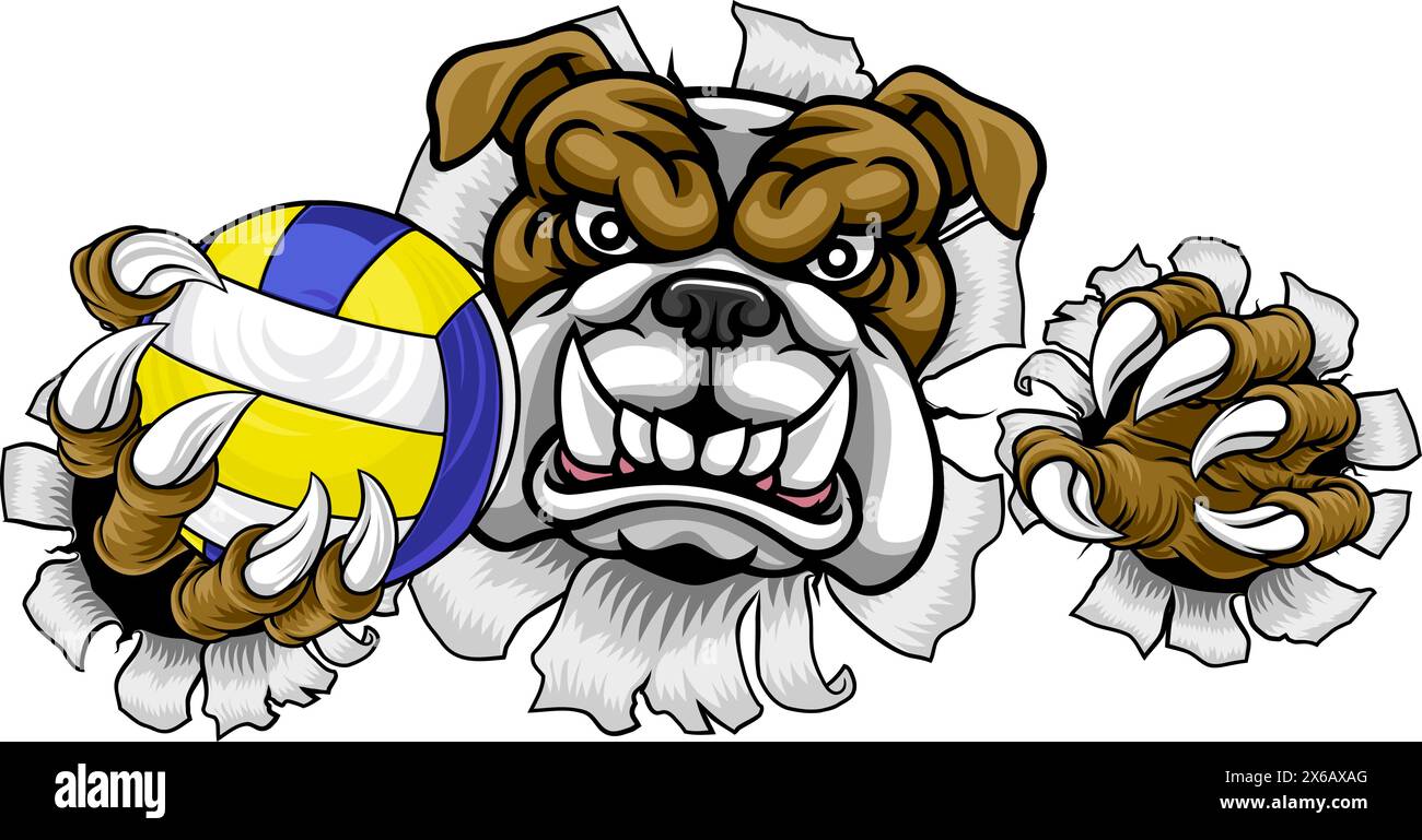 Bulldog Dog Volleyball Volley Ball Animal Mascot Stock Vector Image ...
