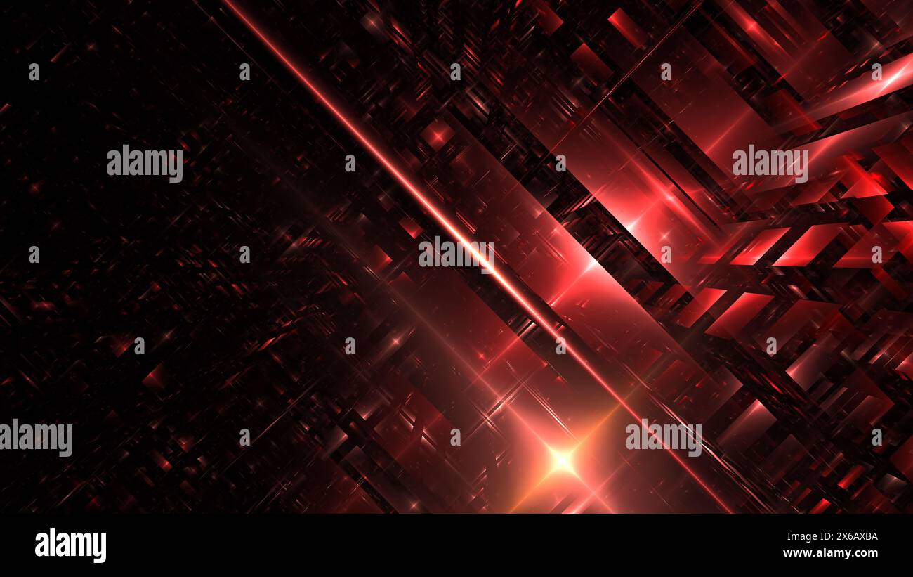 Dynamic play of light across a pattern of red and black geometric ...