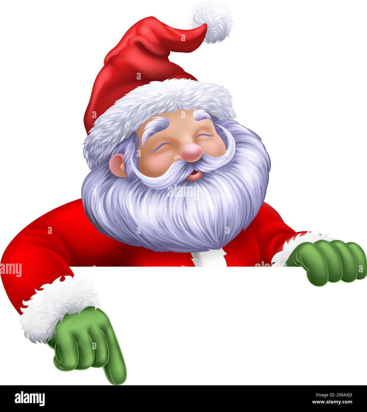 Cartoon Santa Claus Father Christmas Peeking Sign Stock Vector Image ...