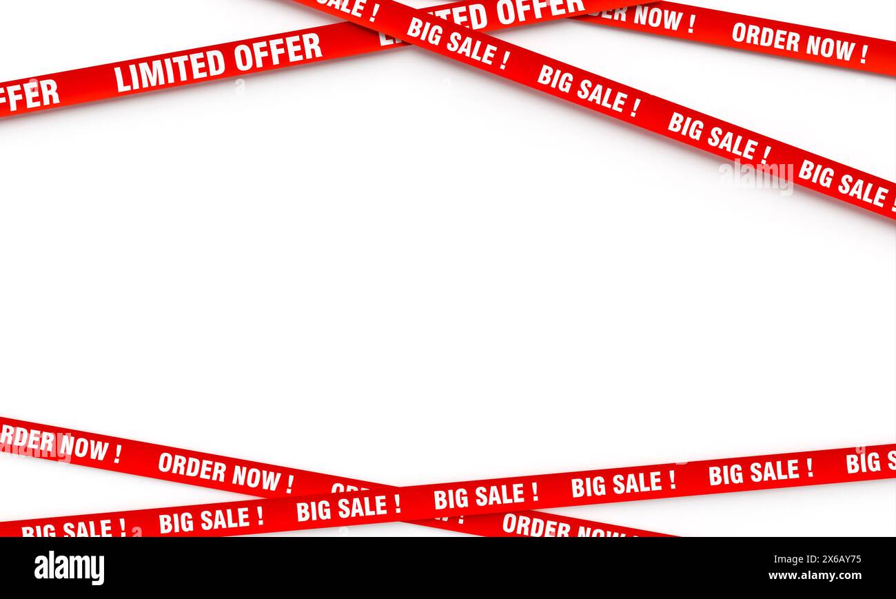 Red sale banners with promotional text isolated white background Stock ...