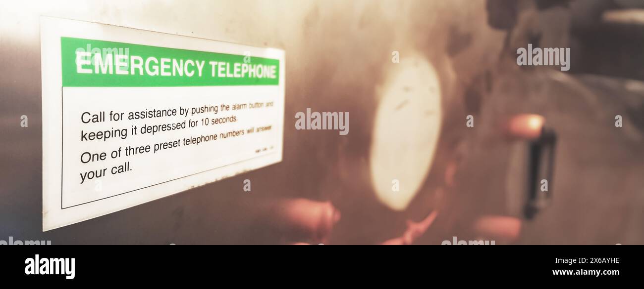 about the emergency telephone of an elevator Stock Photo - Alamy
