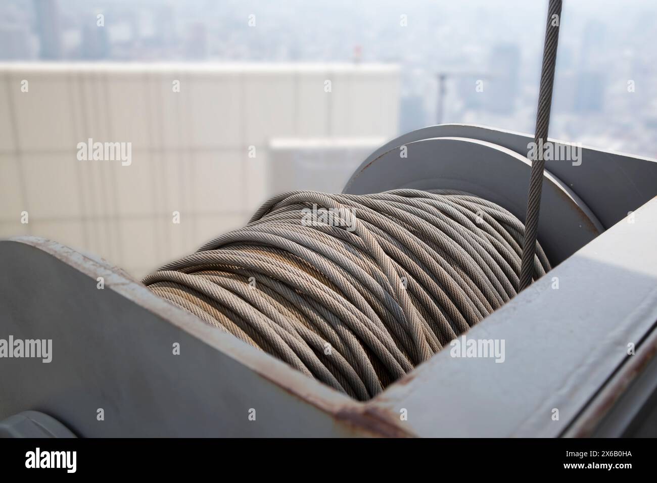 the sling inside machine sling drum are tangle and misaling Stock Photo ...