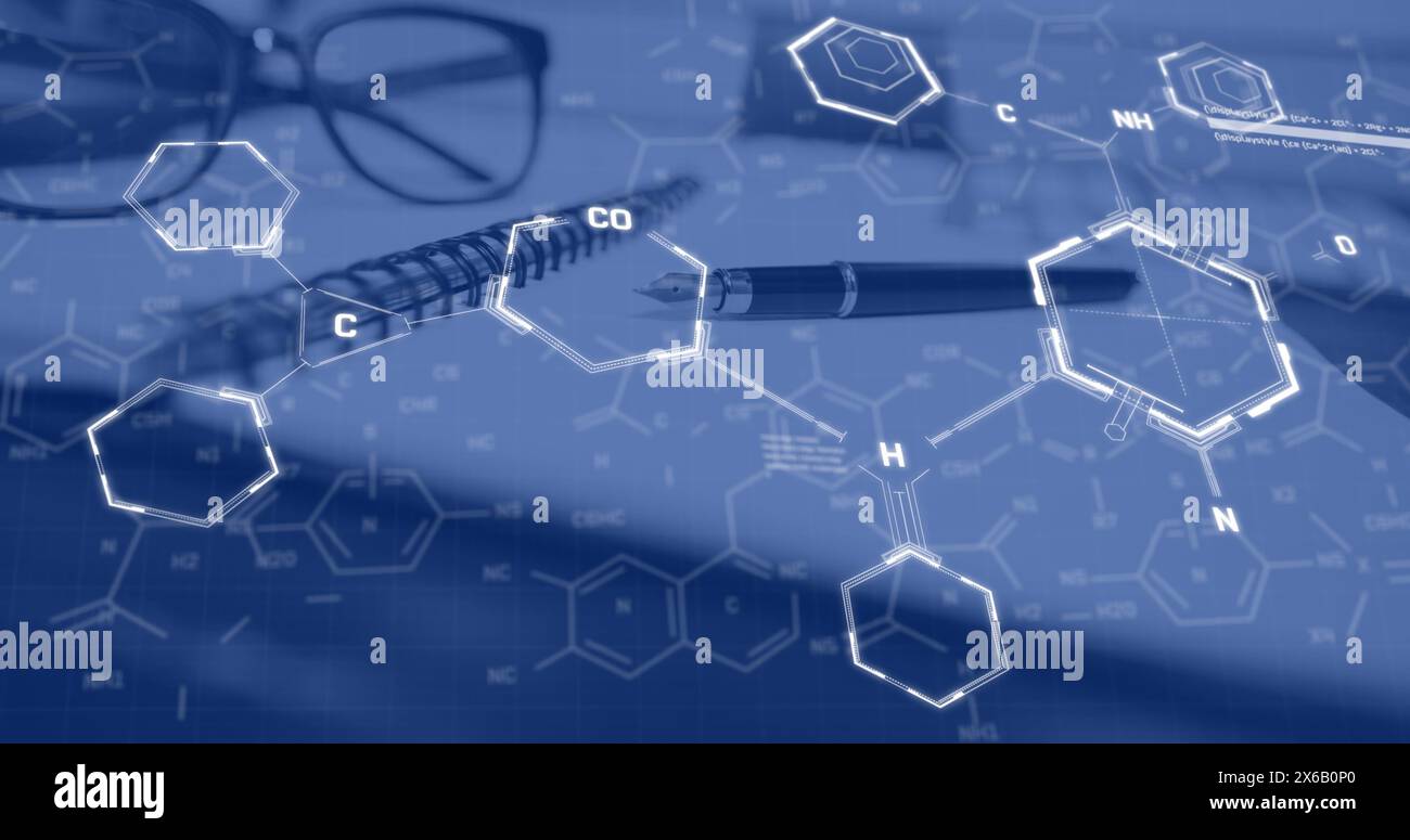 Animation chemical formula over office hi-res stock photography and ...