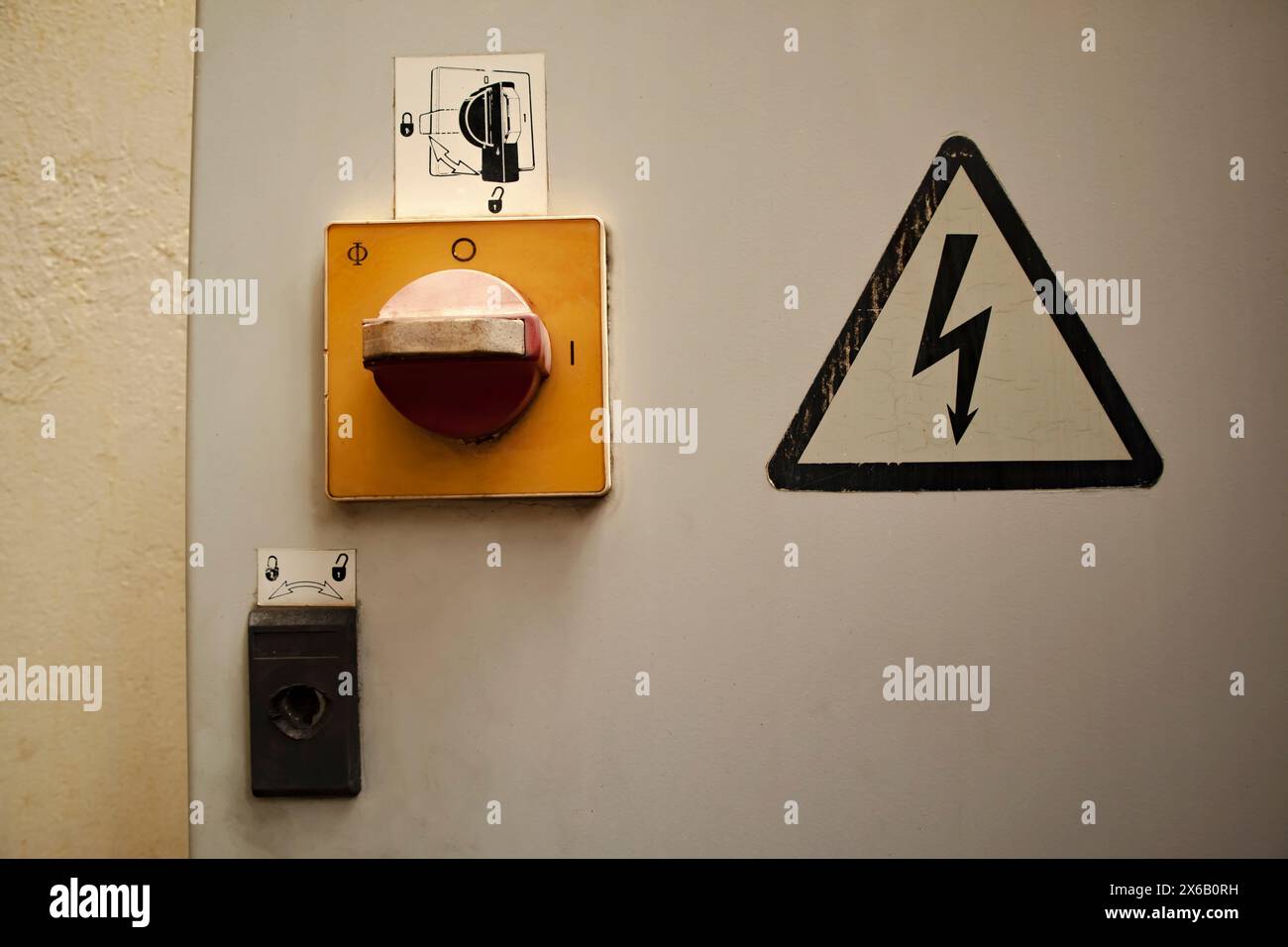 about the main switch from outside electrical panel of elevator 380 VAC ...