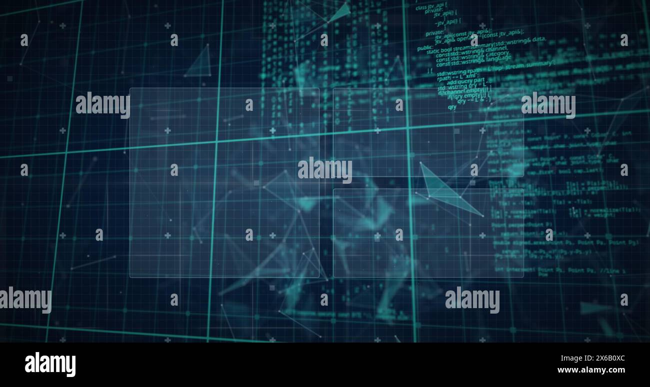 Image of interface with round scanner, data processing and microprocessor connections Stock ...