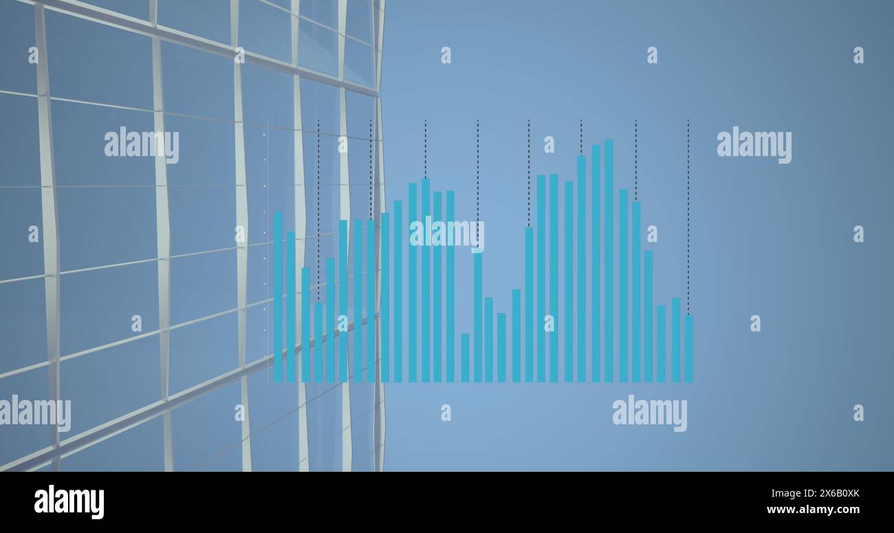 Image of graphs over office buildings Stock Photo - Alamy